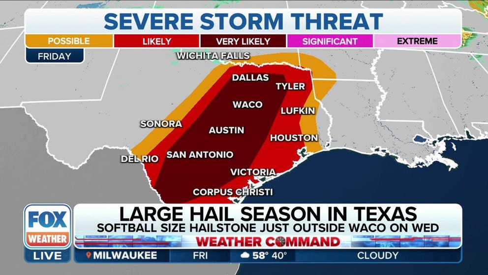 Texas threatened by destructive hail, tornadoes again on Friday ...