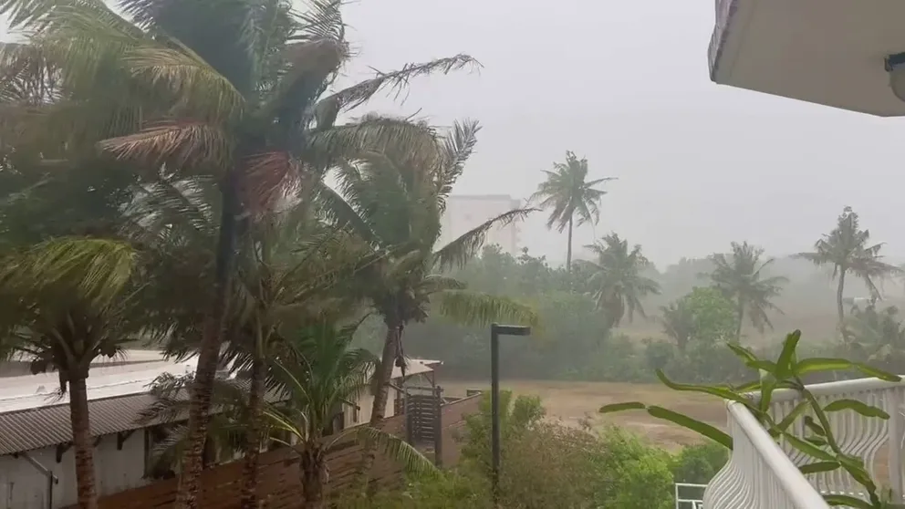 Watch: Palm trees sway as Super Typhoon Mawar approaches Guam | Latest ...
