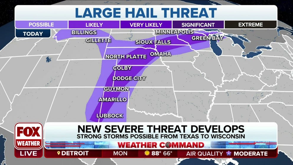 Severe storm risk returns to Plains, Midwest with increased threats of hail, damaging winds ...