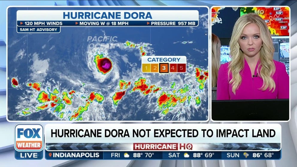Hurricane Dora swirls as a major hurricane in the Pacific while Invest ...