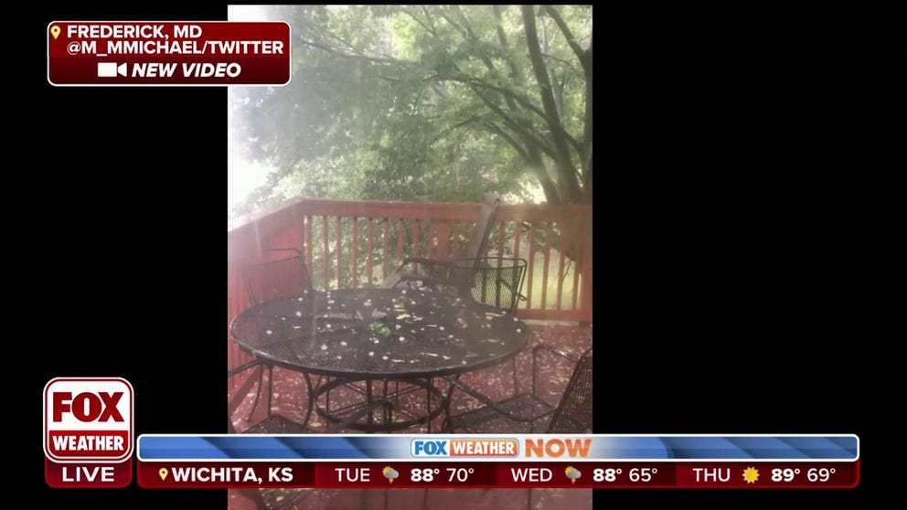 Large hail collecting on Maryland picnic table | Latest Weather Clips ...