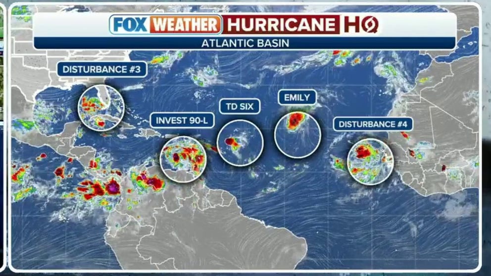 Tropical Storm Emily, Tropical Depression 6 among 5 disturbances in ...
