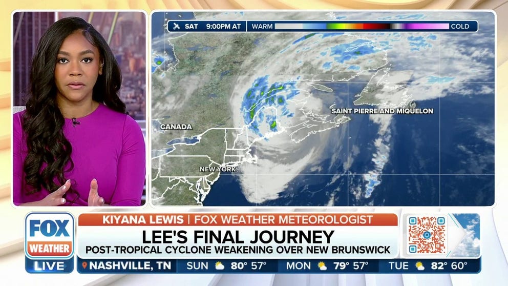 Post-Tropical-Cyclone Lee continues to weaken as it spins across Canada ...