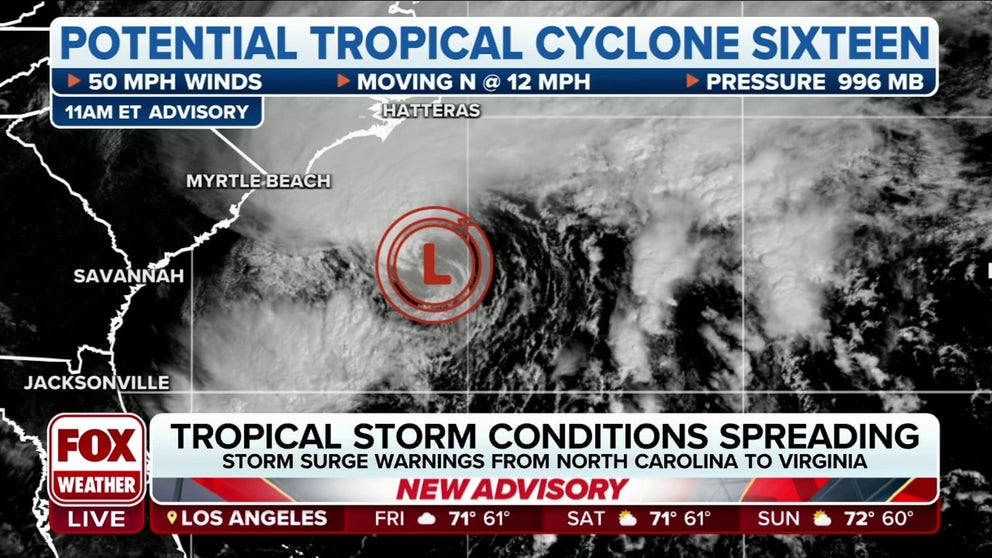 Tropical storm conditions spreading from North Carolina to Virginia ...