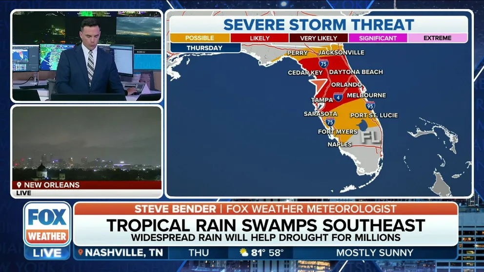 Heavy rain, severe storm threat lingers over Florida | Latest Weather ...