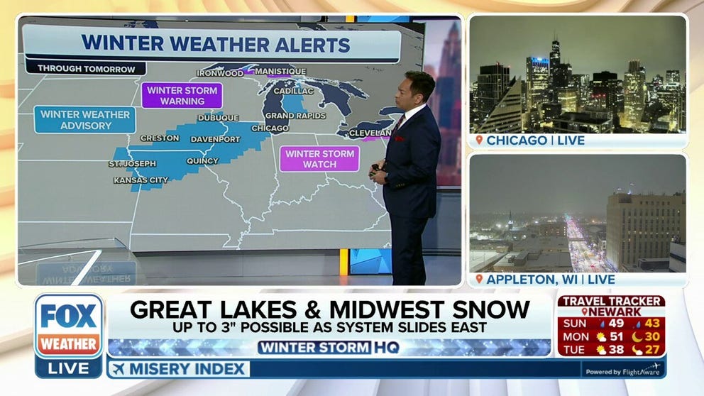 Snow in Midwest, Great Lakes to slow final day of post-Thanksgiving ...