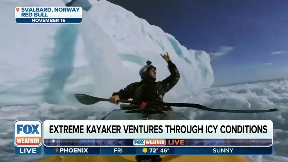 Extreme kayaker ventures through icy conditions | Latest Weather Clips ...