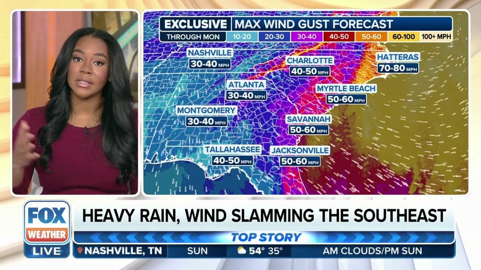 Southeast faces threats of flash flooding, high winds, severe weather ...