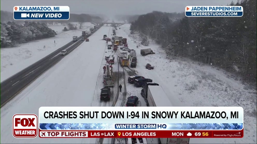 Multiple crashes shut down highway as snow falls in Michigan | Latest ...