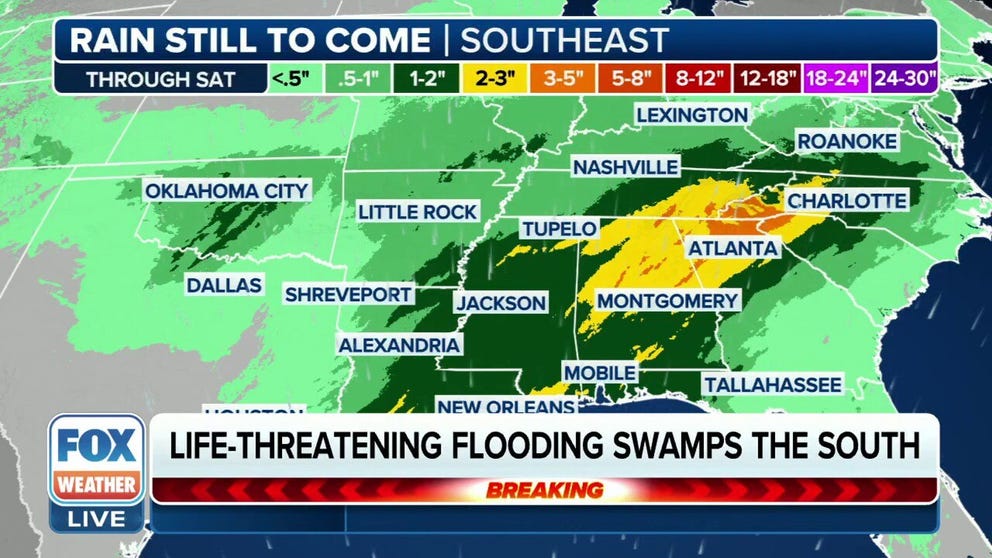 Southeast flood, severe thunderstorm risk slides east | Latest Weather ...