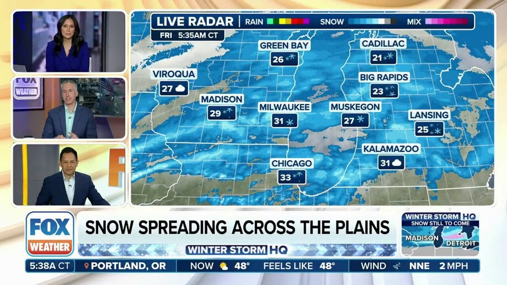 Quick-moving system to drop several inches of snow across Great Lakes ...