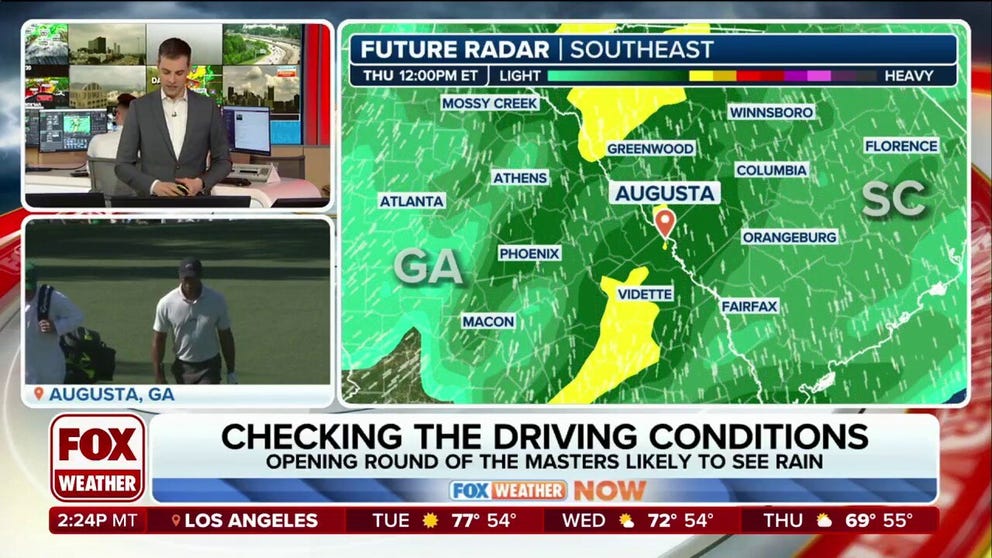 A stormy start for the Masters Tournament in Augusta later this week ...