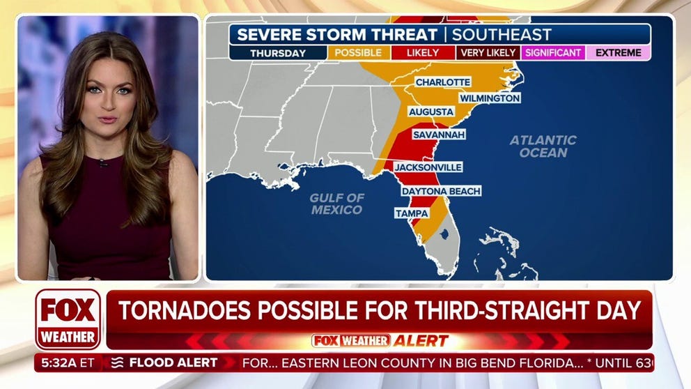 Tornadoes possible for third-straight day as severe storms shift to ...