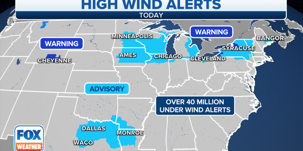 High winds, rain sweep through East on Monday before much colder ...