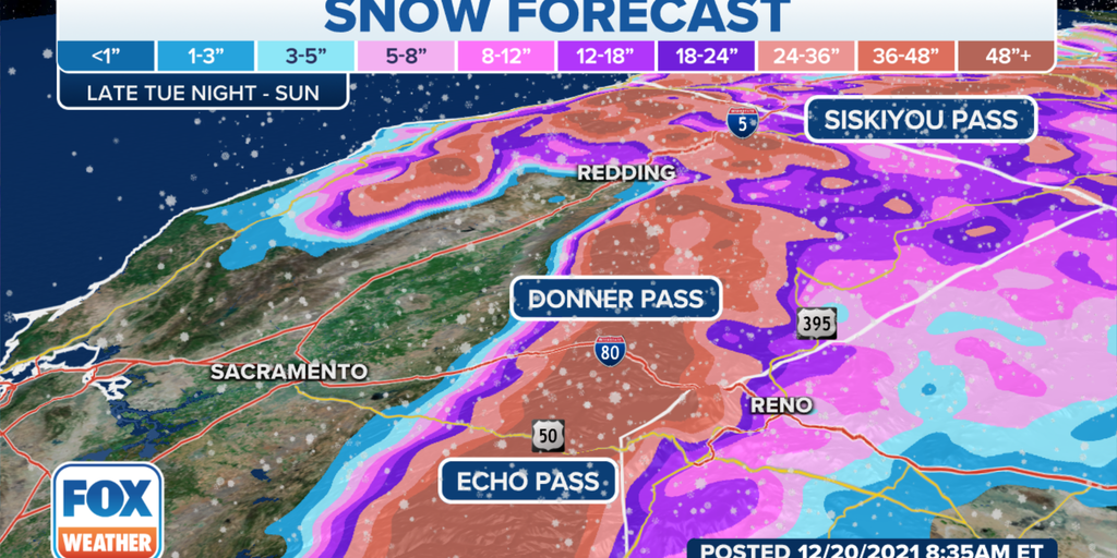 Up to 4 feet of new snow expected for California mountains ahead of ...