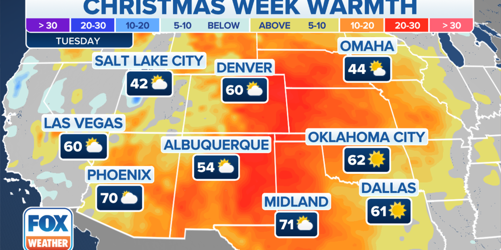 Where's winter? Much of US to see mild temperatures Christmas week ...