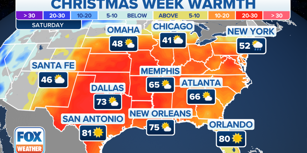 Christmas week temperatures expected to be warmer than average across ...