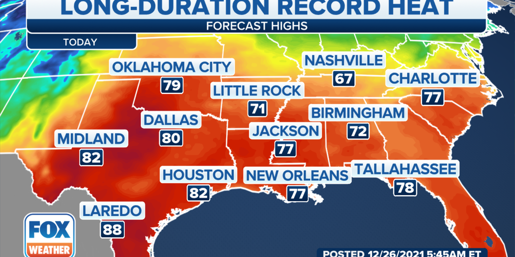 Unseasonably warm temperatures across South to persist into workweek ...