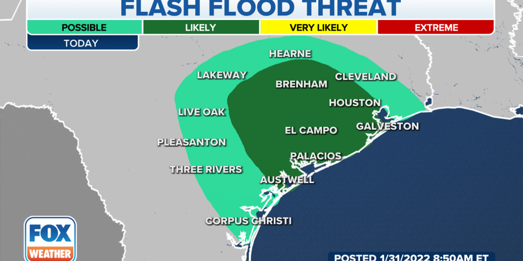Heavy Rain Could Lead To Flash Flooding Across Southeastern Texas On