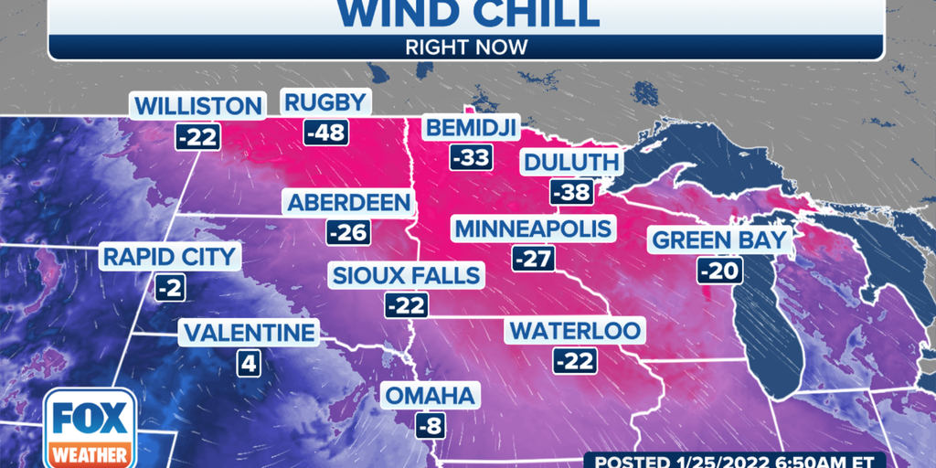 Arctic air mass grips Northern Plains with wind chills near 50 degrees below zero | Fox Weather