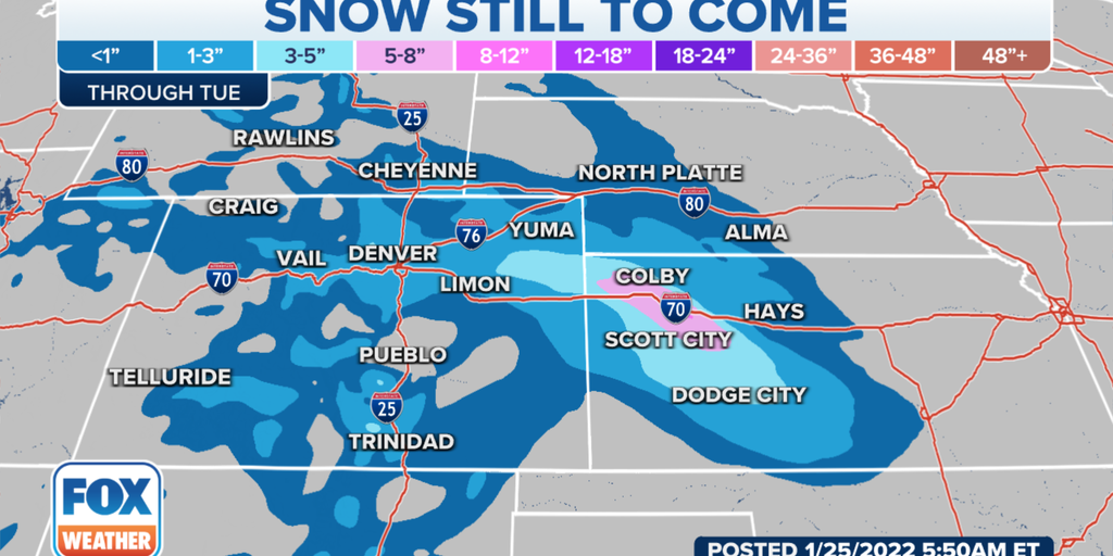 Up to 5 inches of snow possible Tuesday in Denver, High Plains | Fox ...