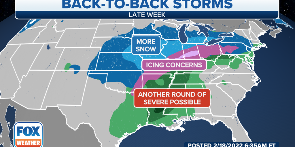 Back-to-back storm systems with snow, severe weather and flooding to ...
