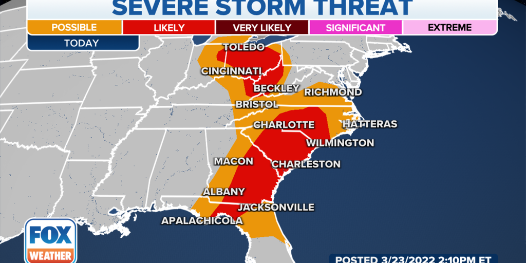 Severe weather threat shifts to Southeast and Ohio Valley as outbreak ...