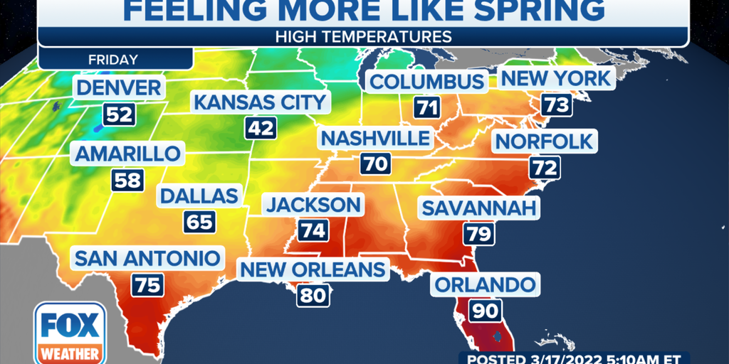 Parts of Eastern US to enjoy warm temperatures heading into the weekend ...