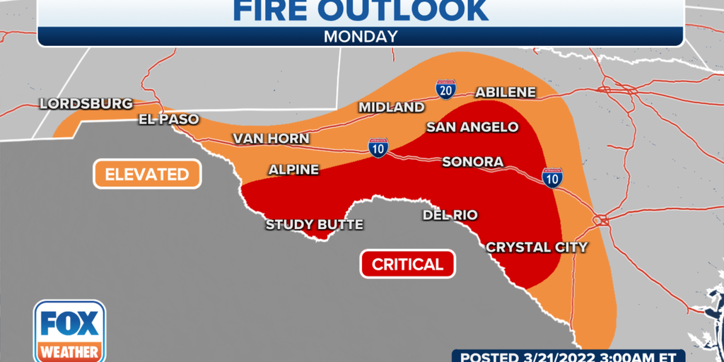 South, West Texas remains under critical risk of wildfires on Monday ...