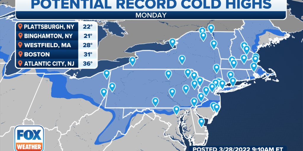 Record-cold start to week in Northeast as temperatures plunge 15 to 30 ...