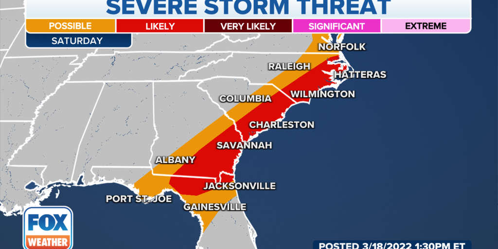 Threat for severe storms expected to linger into Saturday | Fox Weather