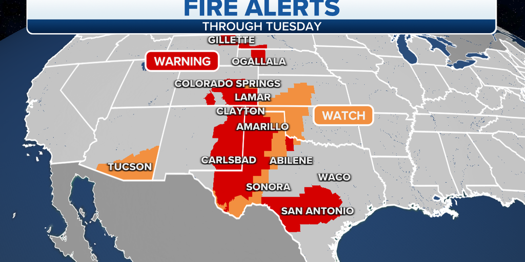Critical fire danger spans across several states Tuesday | Fox Weather