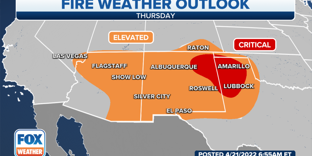 Critical wildfire risk in Southwest, Plains on Thursday as fires ...