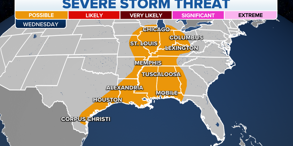 System slowly progresses eastward with chance of storms from Midwest to ...
