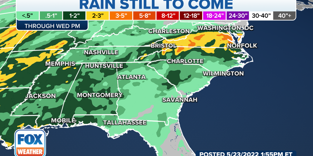 Southeast soaker: Tropical moisture teams up with stalled cold front to ...