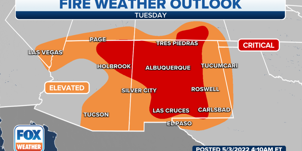 Critical fire weather conditions stretch across the Southwest on ...