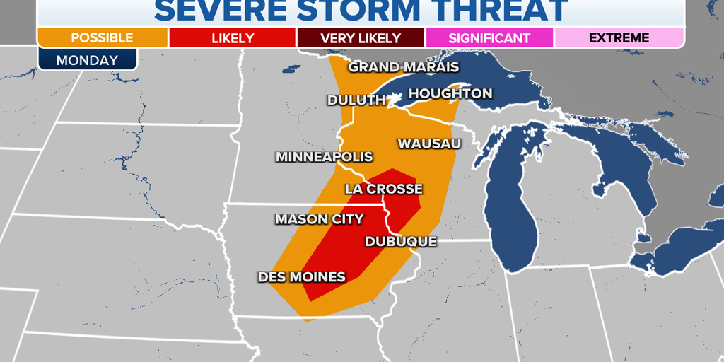 Threat of severe storms lingers over Plains, Midwest through Monday ...