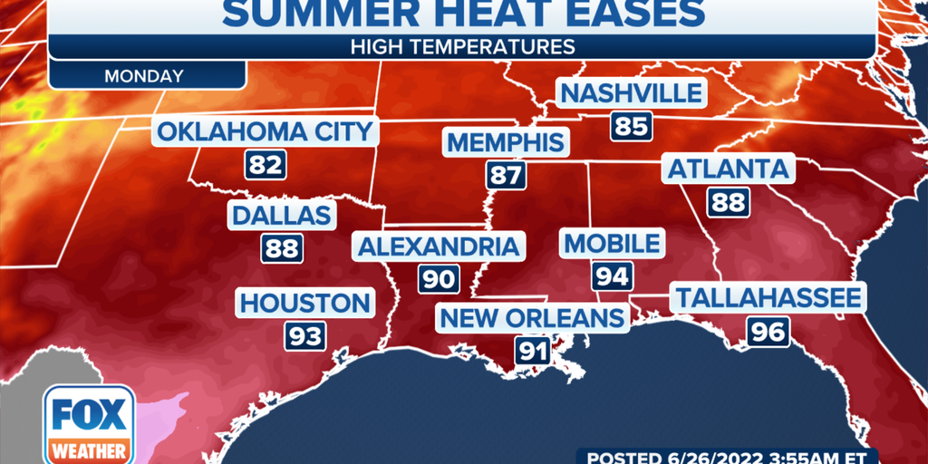 South to start seeing relief from excessive heat starting Monday | Fox ...