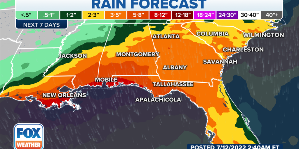 Flash flooding possible as torrential tropical rains soak Gulf Coast, Southeast | Fox Weather