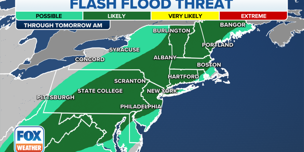 Northeast Flooding Threat Completes Weekend Washout With More Heavy
