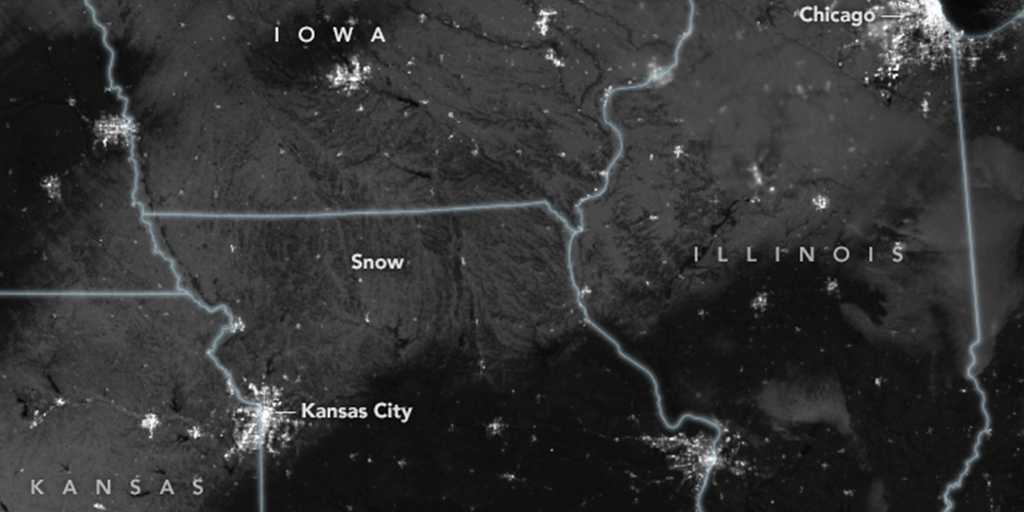 Satellite photo shows bright Beaver Moon illuminating streak of snow ...