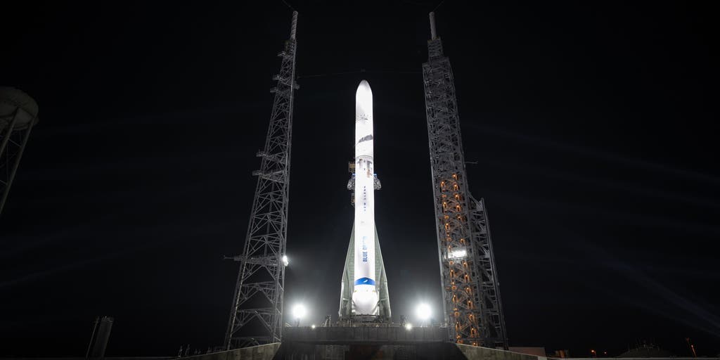 Blue Origin's heavy lift rocket New Glenn rolls to launch pad for first ... Blue Origin's heavy lift rocket New Glenn rolls to launch pad for first ...