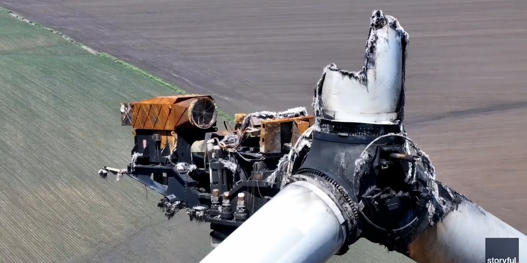 Watch: Drone captures severely damaged wind turbine in Iowa after tornado | Fox Weather
