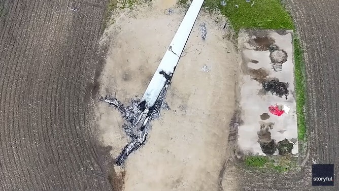Watch: Drone captures severely damaged wind turbine in Iowa after tornado | Fox Weather