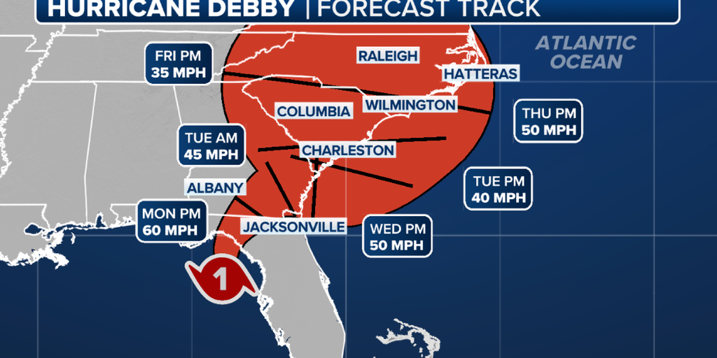 Georgia, Carolinas to take a hit as Debby smacks Southeast coast next ...
