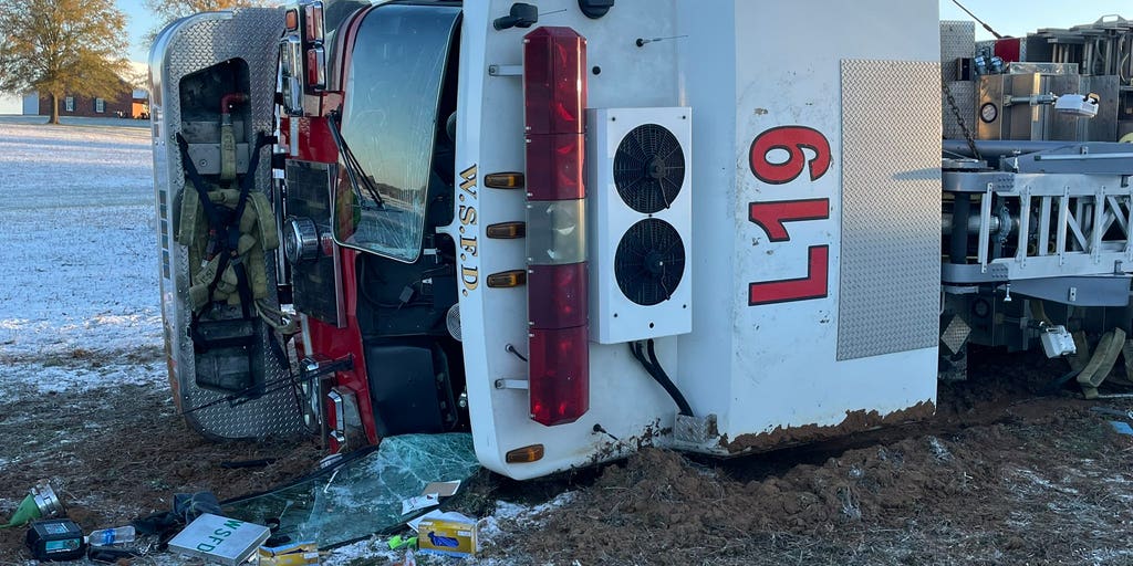 PHOTOS: Firetruck overturns as first snow of season creates icy roads ...
