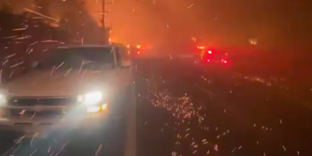 Woman showered by embers as homes along Malibu street burn | Fox Weather