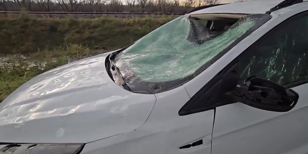 Monster hail storm blasts car alongside Nebraska highway | Fox Weather