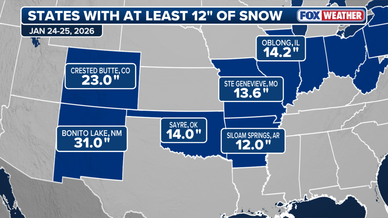 Several states slammed by over a foot of snow in major winter storm ...